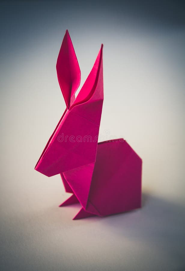 Pink Paper Rabbit Origami Isolated on Blank Background Stock Image ...