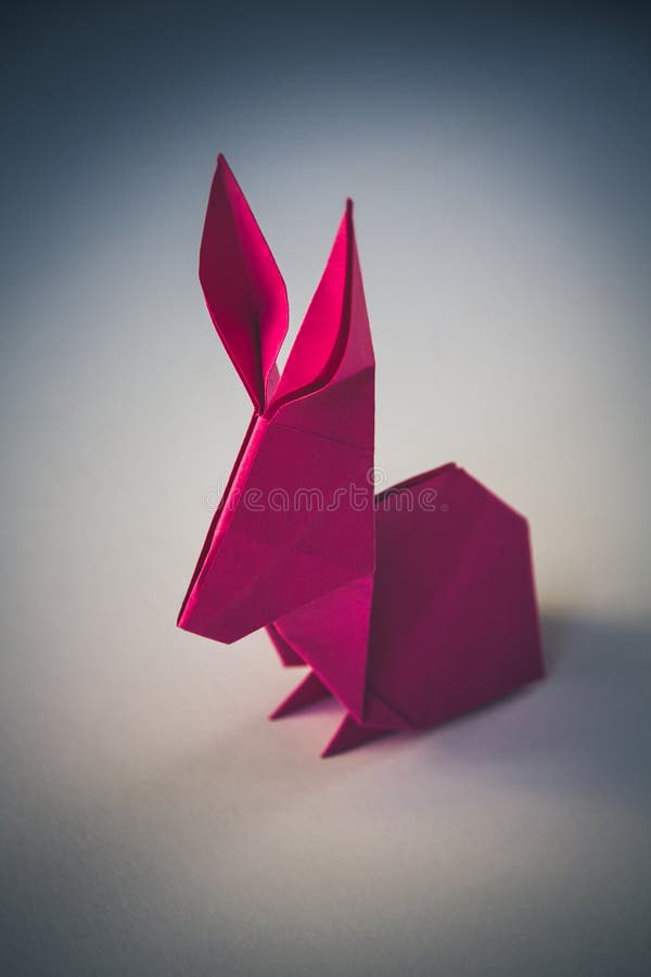 Pink Paper Rabbit Origami Isolated on Blank Background Stock Image ...