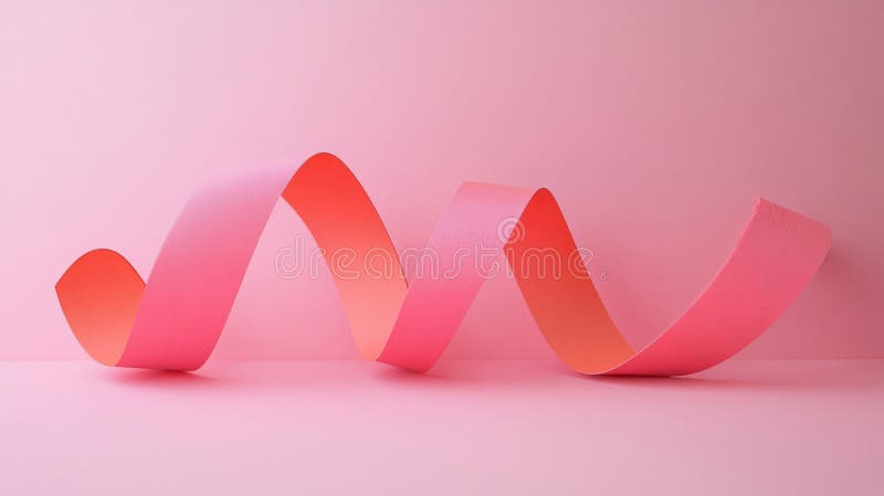 Pink Paper Ribbon Curl on Pink Background Stock Illustration ...
