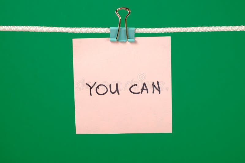 Pink Paper Sheet on the String with Text â€œYou Canâ€ Stock Image ...