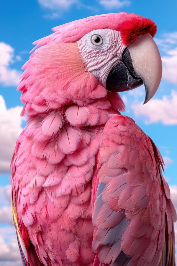 Pink Parrot Close Up Profile View Stock Illustration - Illustration of ...