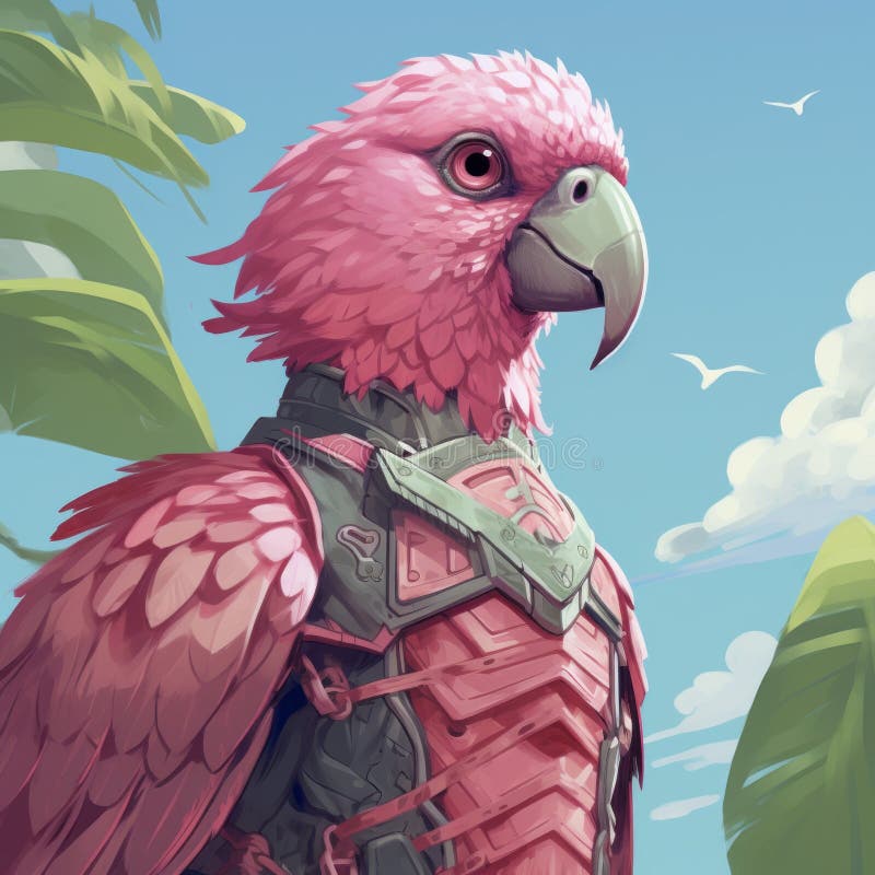 Anthropomorphic Pink Parrot God - Realistic Hyper-detailed Portrait ...
