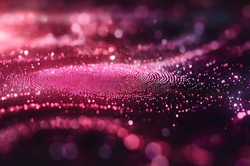 Pink Particles Waving and Glowing in a Digital Abstract Background ...
