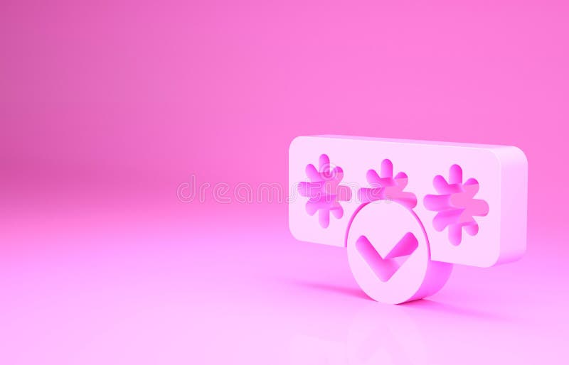 Pink Password Protection and Safety Access Icon Isolated on Blue ...
