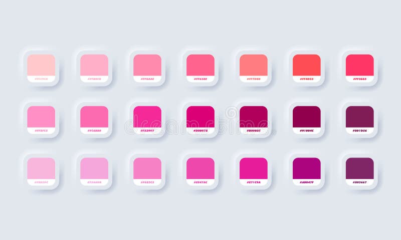 Pink Pastel Colour Palette. Vector. Catalog Samples Pink in RGB HEX ...