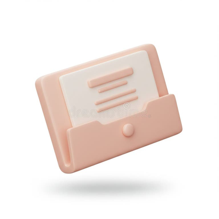 Pink Pastel 3D Rendered Document Folder Icon Stock Illustration ...