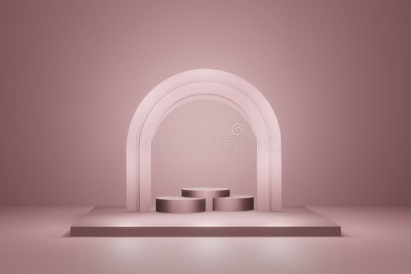 Pink Pastel Gentle Template Empty Stage with Arch for Product ...