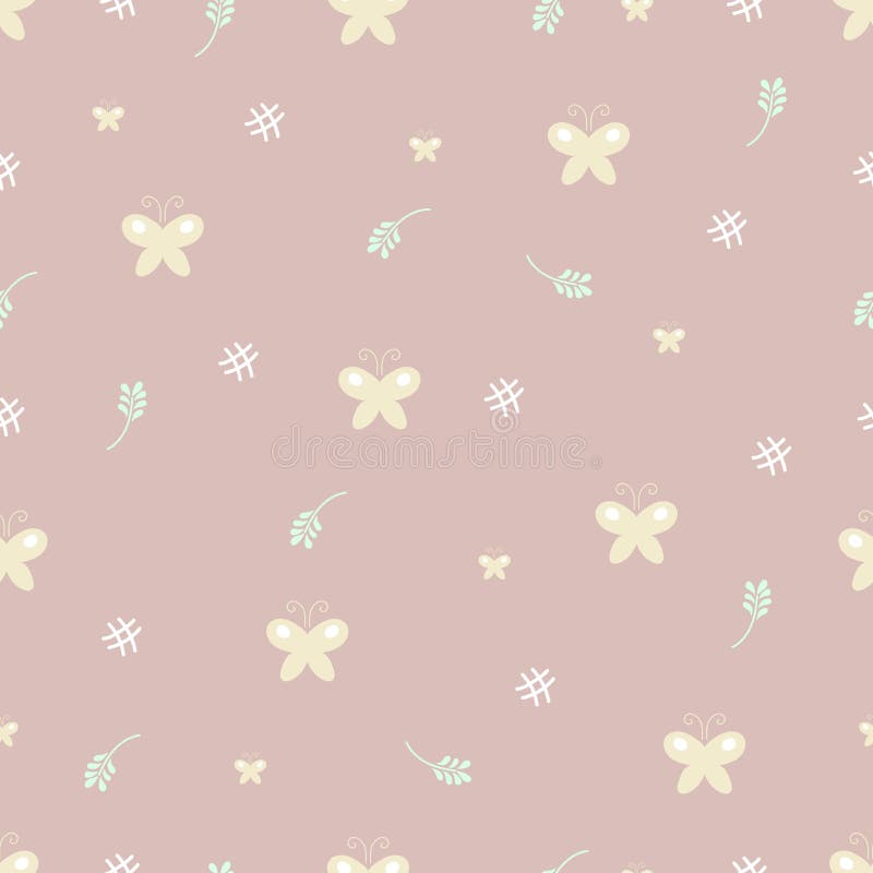 Pink Pastel Tiny Cute Butterfly Doodle Pattern Stock Vector ...