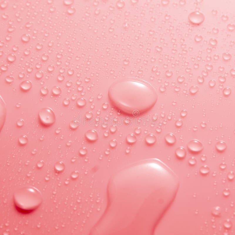 Pink Pastel Water Drops on Light Shiny Surface Stock Image - Image of ...
