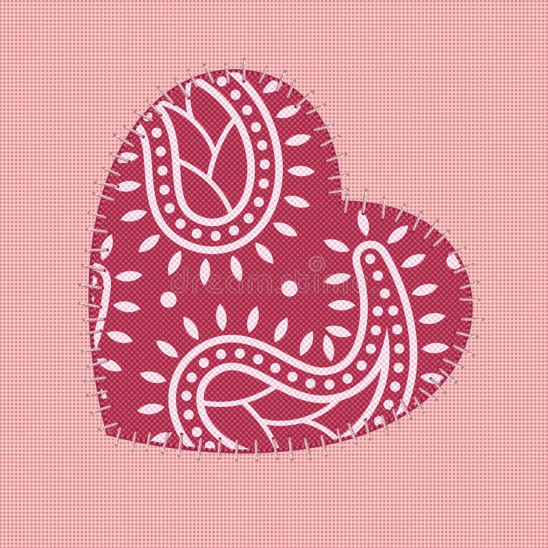 Pink patch stock vector. Illustration of heart, fiber - 76164241