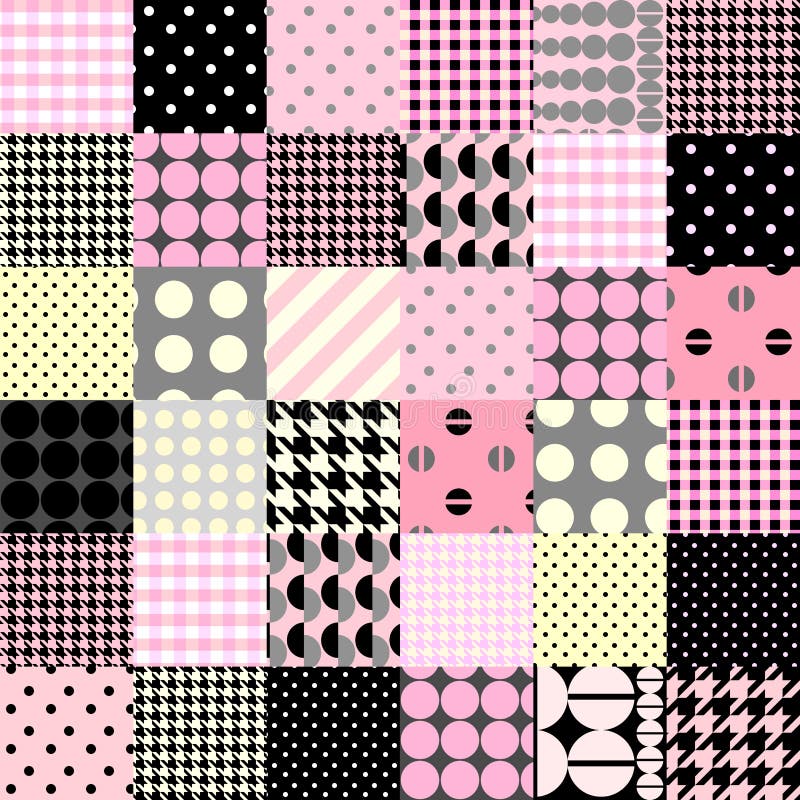 Pink patchwork pattern stock vector. Illustration of stitsch - 80123104