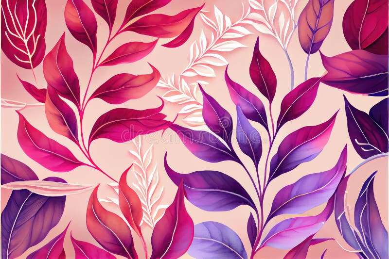 Pink Pattern of Climbing Plants with Long Thin Leaves. Abstract Floral ...