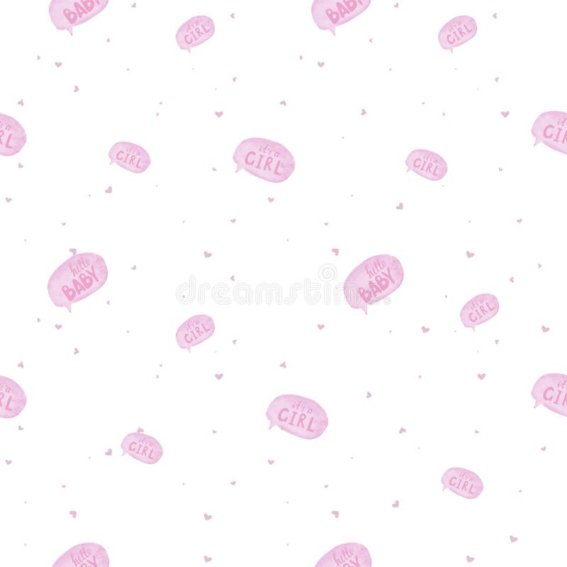 Pink Pattern Hello Baby it`s a Girl with Hearts. Stock Vector ...