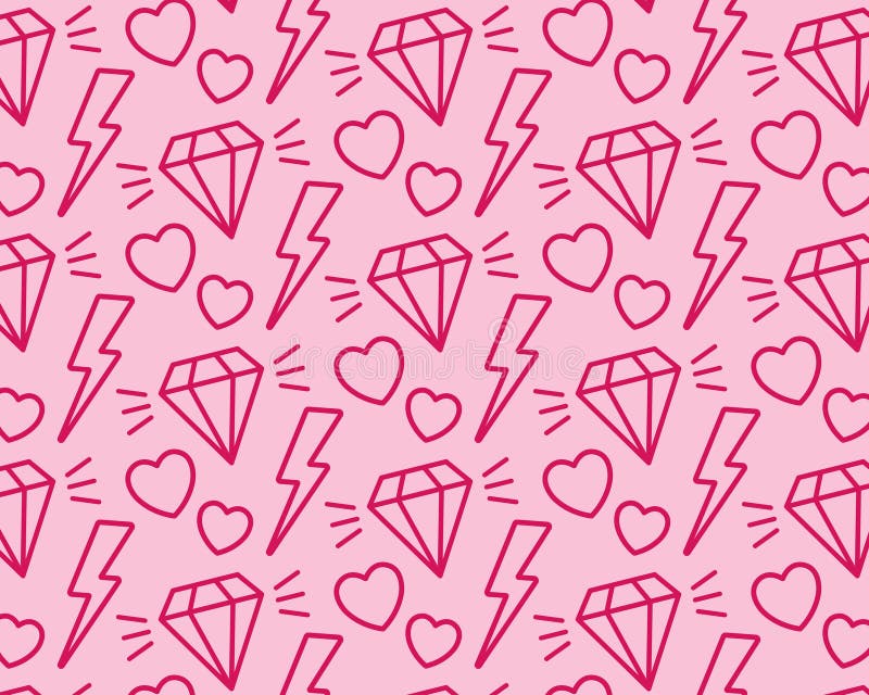 Pink Pattern. Pop Art Elements on Pink Background Stock Vector ...