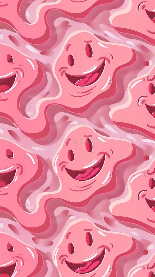 A Pink Pattern with Smiling Faces Stock Photo - Image of painting ...