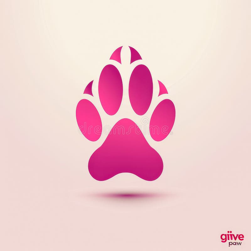 Pink Paw Print with a Pink Outline Stock Image - Image of cartoon ...