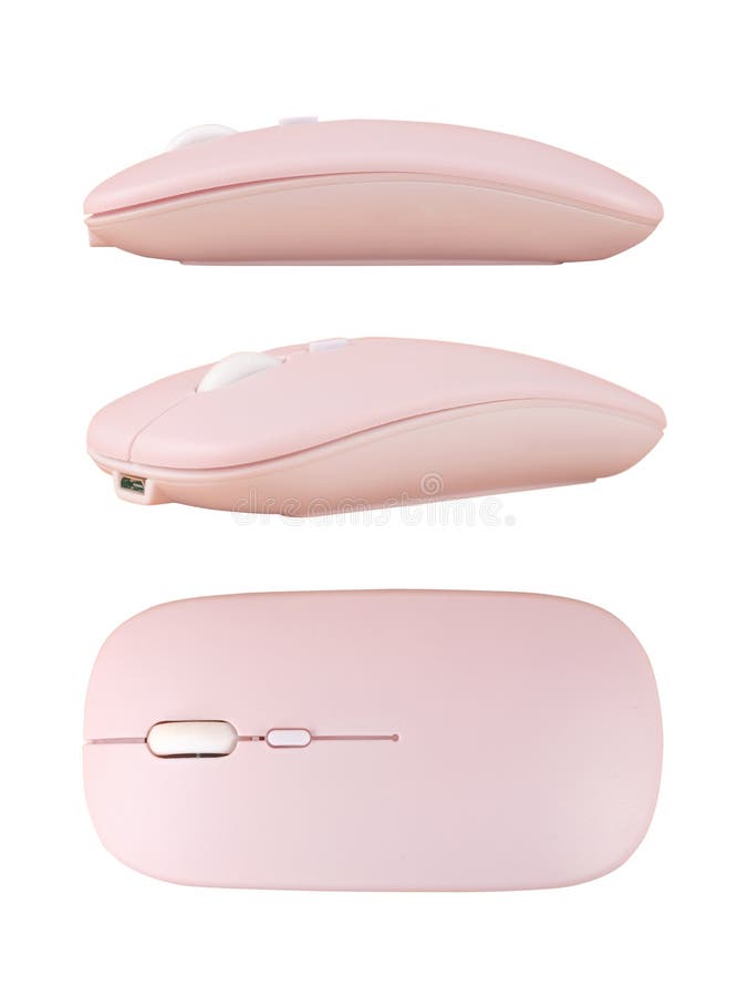 Pink PC Wireless Mouse Three Views Set Isolated with Clipping Path ...