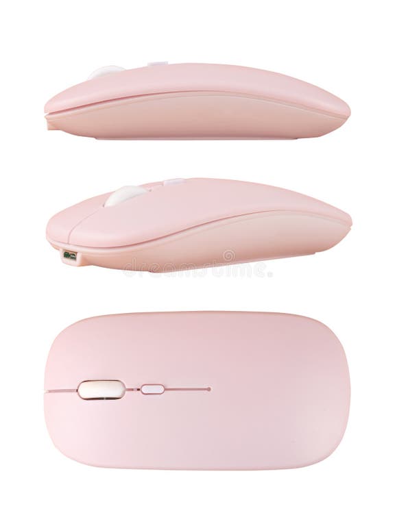 Pink PC Wireless Mouse Three Views Set Isolated with Clipping Path ...