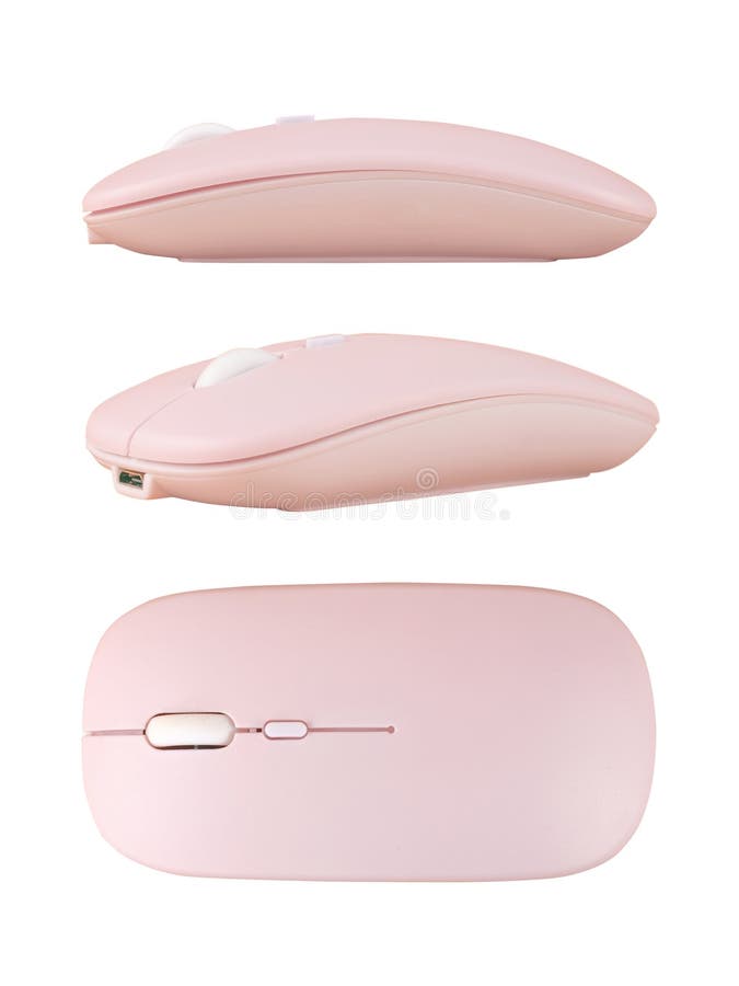 Pink PC Wireless Mouse Three Views Set Isolated with Clipping Path ...