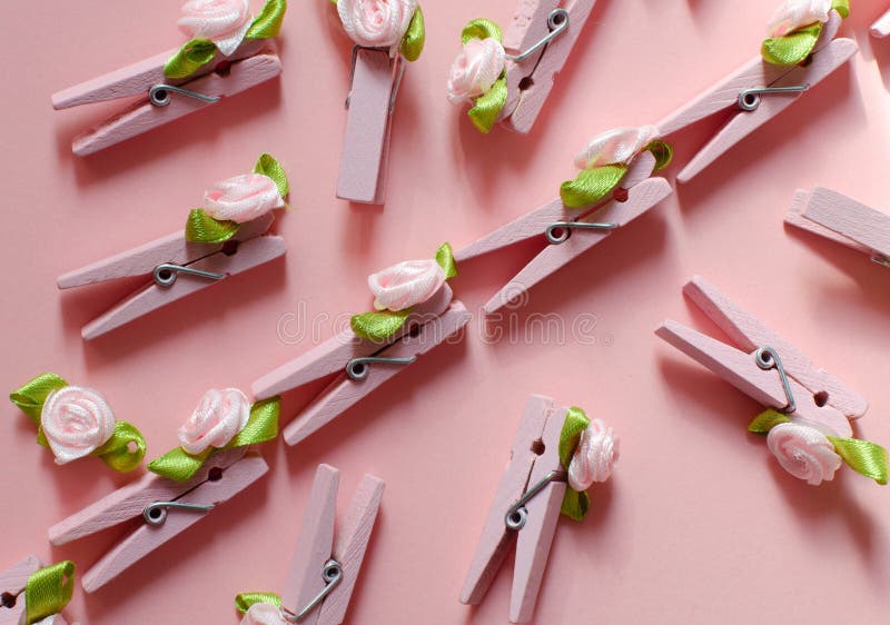 Pink Pegs on Pink Background. Decorative Pegs Pattern Stock Image ...