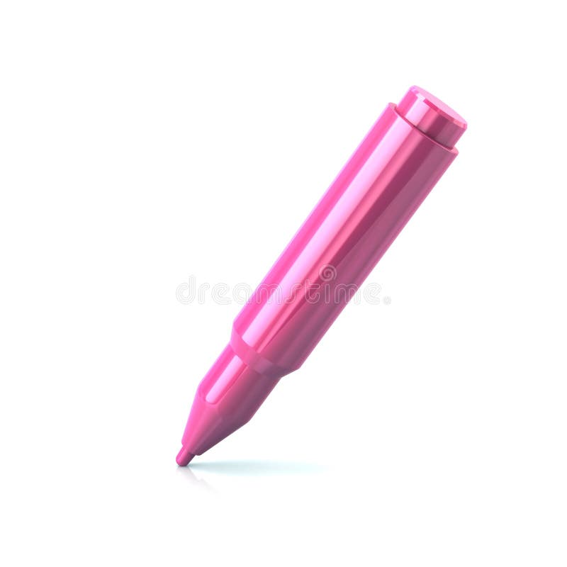 Pink Pen Writing on a White Paper 3d Illustration Stock Illustration ...