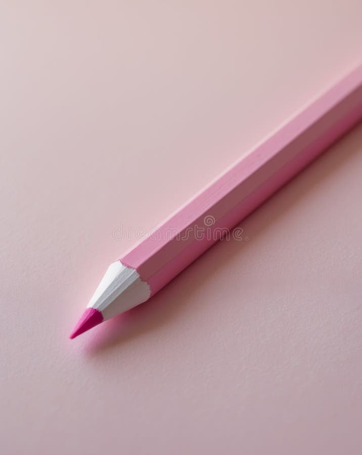 Pink Pencil with a White Tip on a Pink Surface. Stock Image - Image of ...