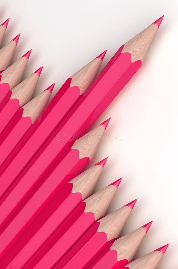 Pink Pencils on White with Clipping Path Stock Illustration ...