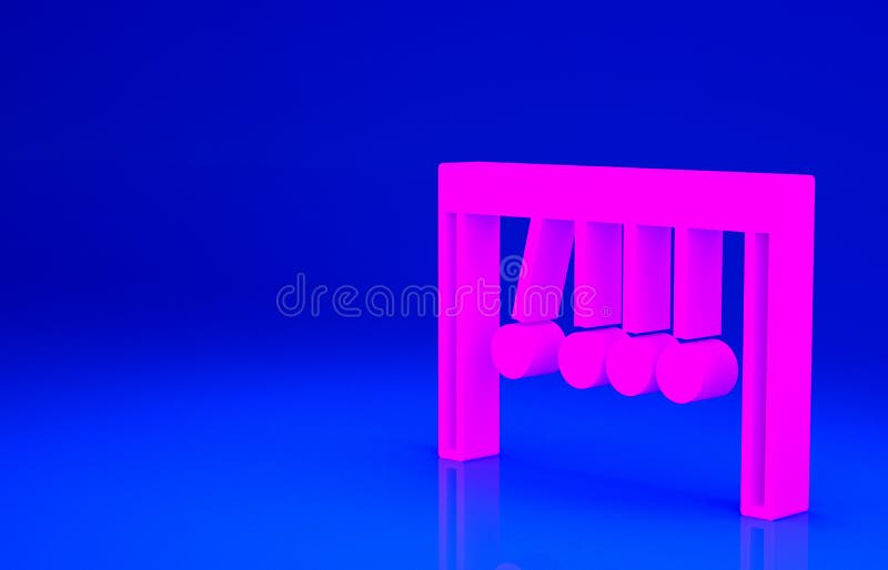 Pink Pendulum Icon Isolated on Blue Background. Newtons Cradle ...