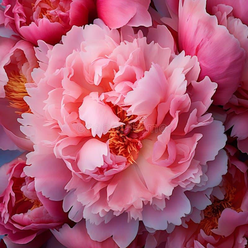 Pink Peony Flower , Top View. Close Up Stock Image - Image of peony ...