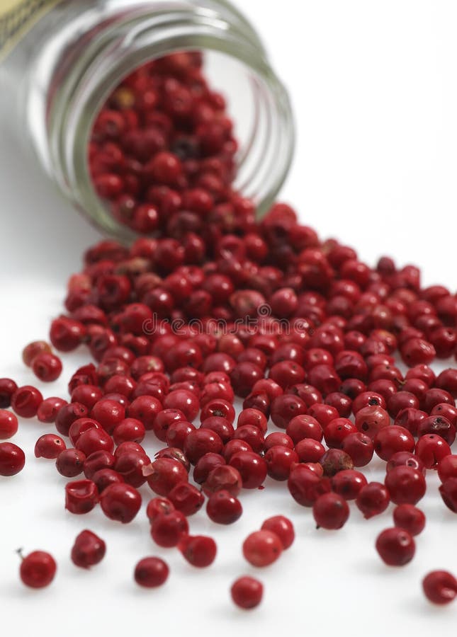 PINK PEPPER AGAINST WHITE BACKGROUND Stock Image - Image of seasoning ...