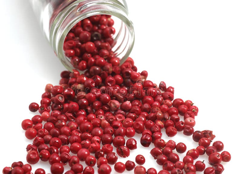 Pink Pepper, Schinus Terebinthifolius, Berries Against White Background ...
