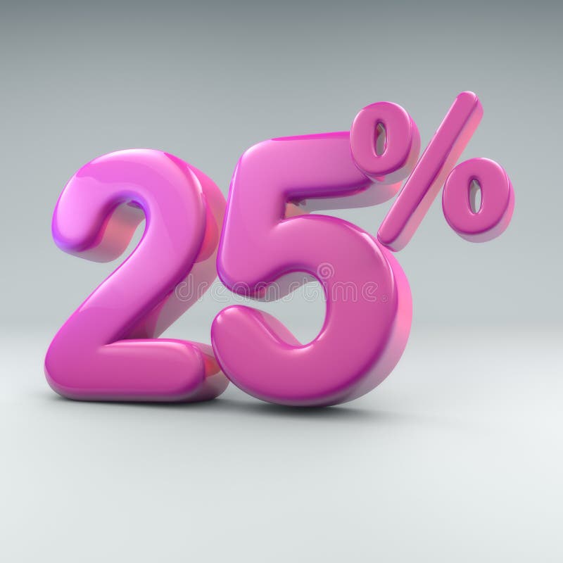 3D Render of the Number 25 in Pink Bubbly Style Stock Illustration ...