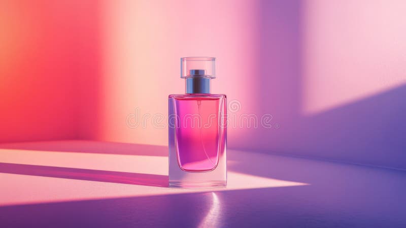 Pink Perfume Bottle in Gradient Lighting Stock Illustration ...