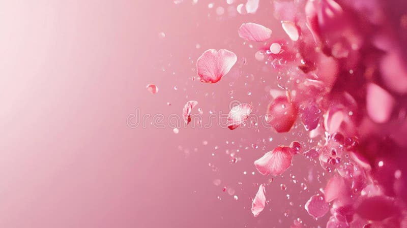 Pink Petals Falling on a Pink Background Stock Photo - Image of ...