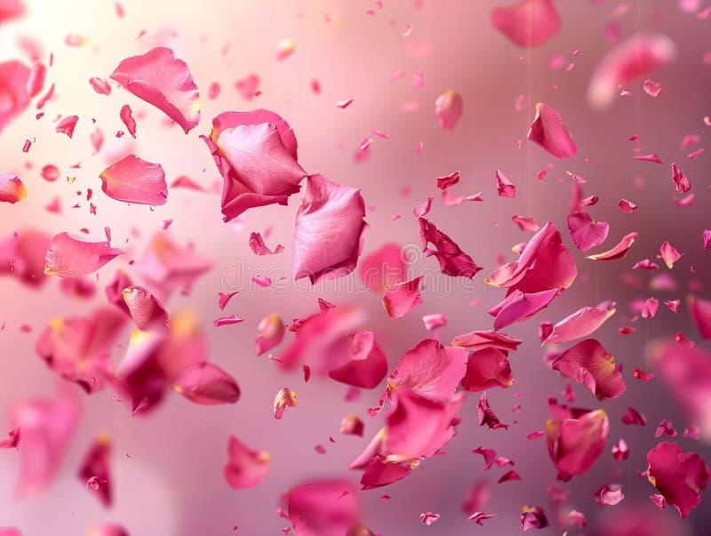 Pink Petals Falling from the Sky Generative AI Stock Photo - Image of ...