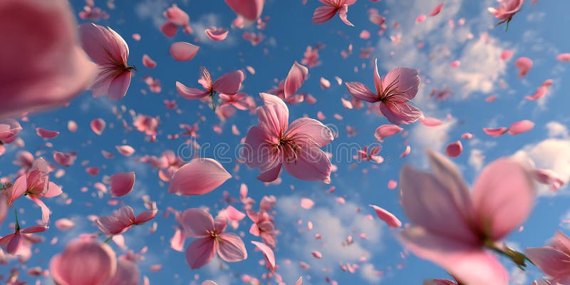 Pink Petals Falling a Stunning Springtime Scene Stock Illustration ...