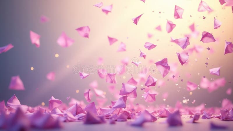Pink Petals Flutter Gently, Sparkling in Soft Golden Morning Light ...