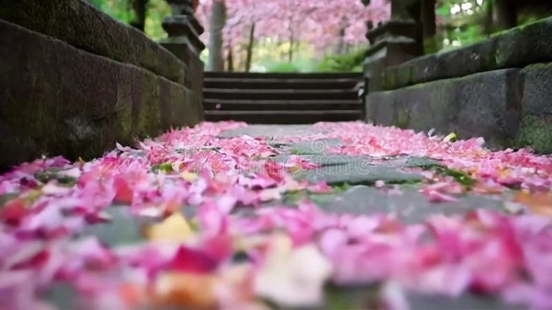 Pink Petals Pathway stock footage. Video of plant, angle - 372498090