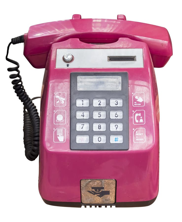 Pink Phone, Old Version, White Background Stock Photo - Image of ...