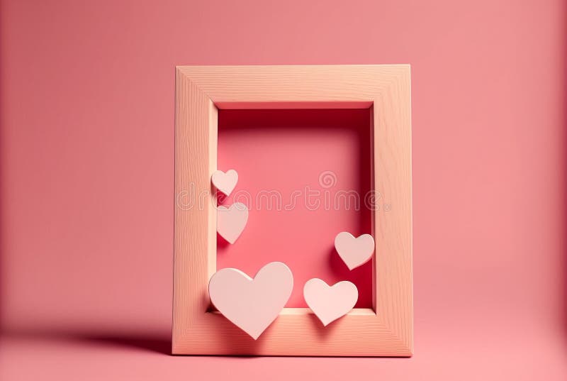 Pink Picture Frame for Insert Text or Image Inside on Pastel Pink Color ...