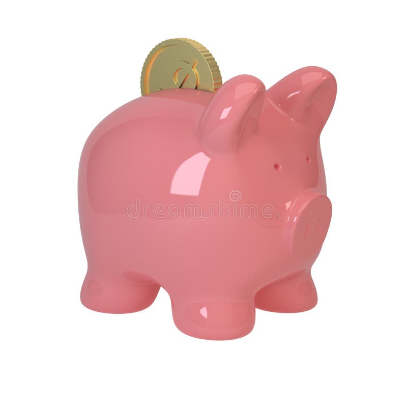 Clay piggy bank and coins stock illustration. Illustration of finance ...