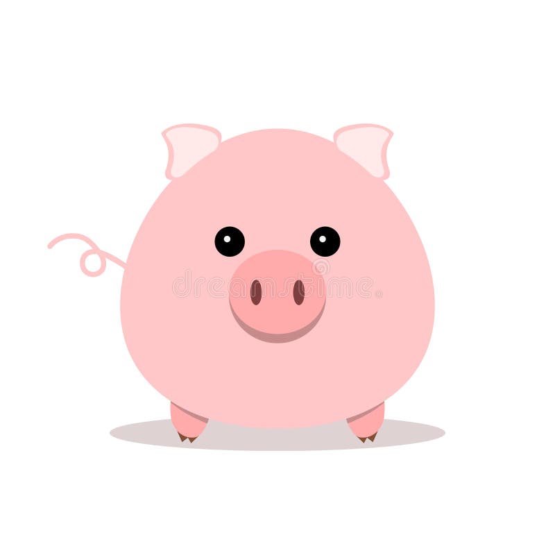 Pink Pig Icon in Flat Design. Vector Illustration. Stock Illustration ...