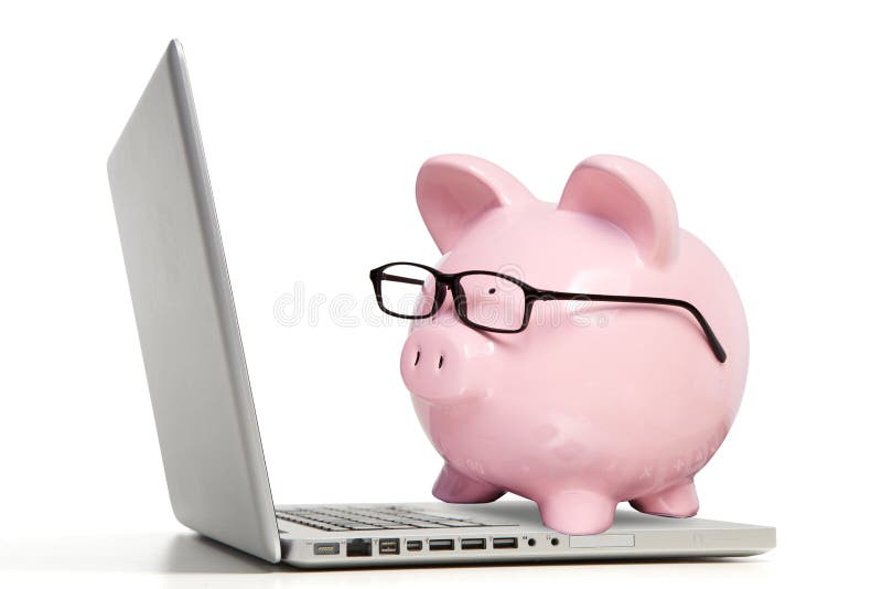 The Pink Pig and Notebook Computer Stock Image - Image of idea ...