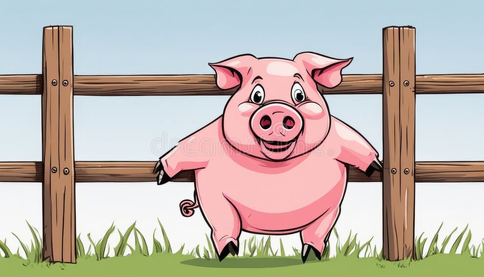 A Pink Pig with a Smile on His Face Stock Illustration - Illustration ...