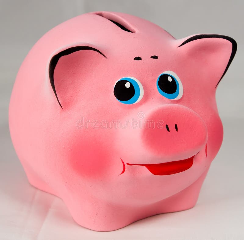 Pink piggy bank. Isolated stock photo. Image of money - 1293170