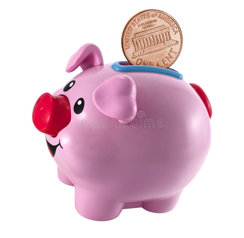 Pink Piggy Bank and a Coin Falling in it Stock Photo - Image of concept ...