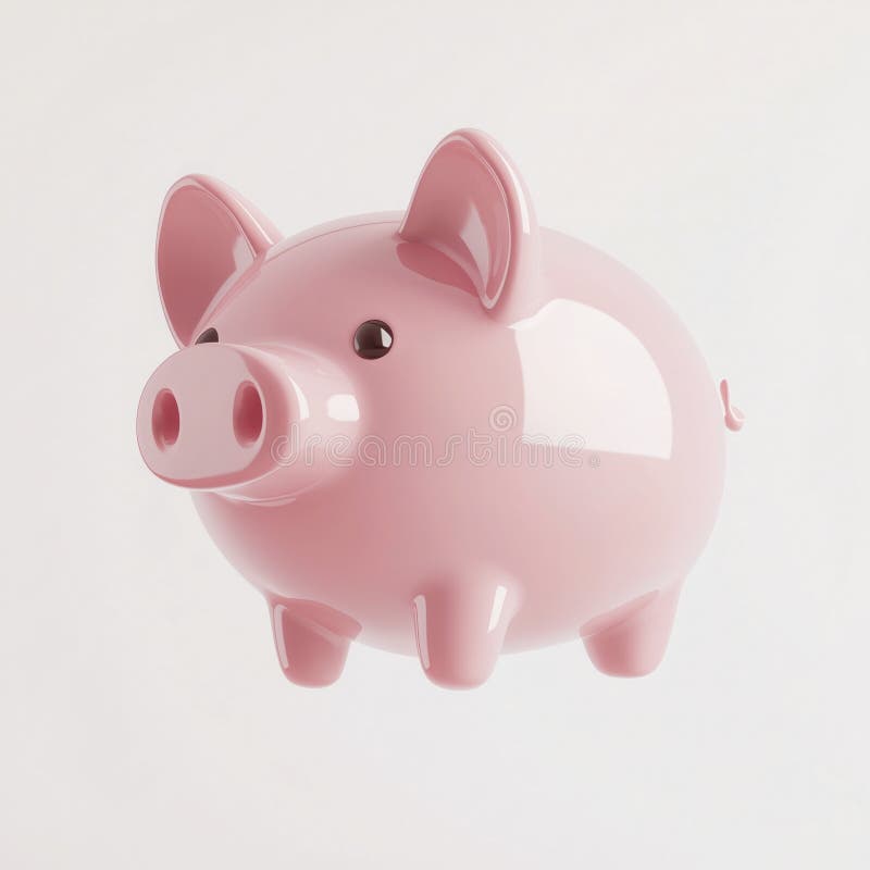 Pink Piggy Bank Isolated on White Background Stock Illustration ...