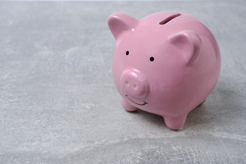 Pink Piggy Bank Light Concrete Background Stock Photo - Image of ...