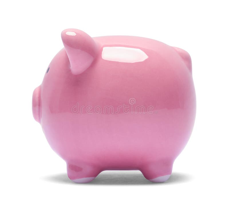 Pink Piggy Bank Side View stock photo. Image of piglet - 214227910