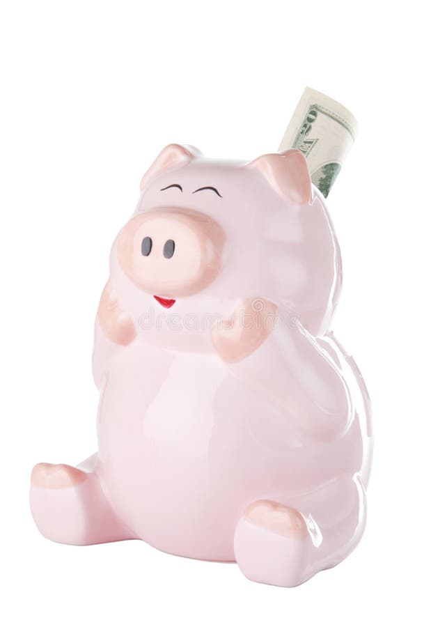 Pink Piggy Bank with Twenty Dollar Bill Stock Photo - Image of paper ...